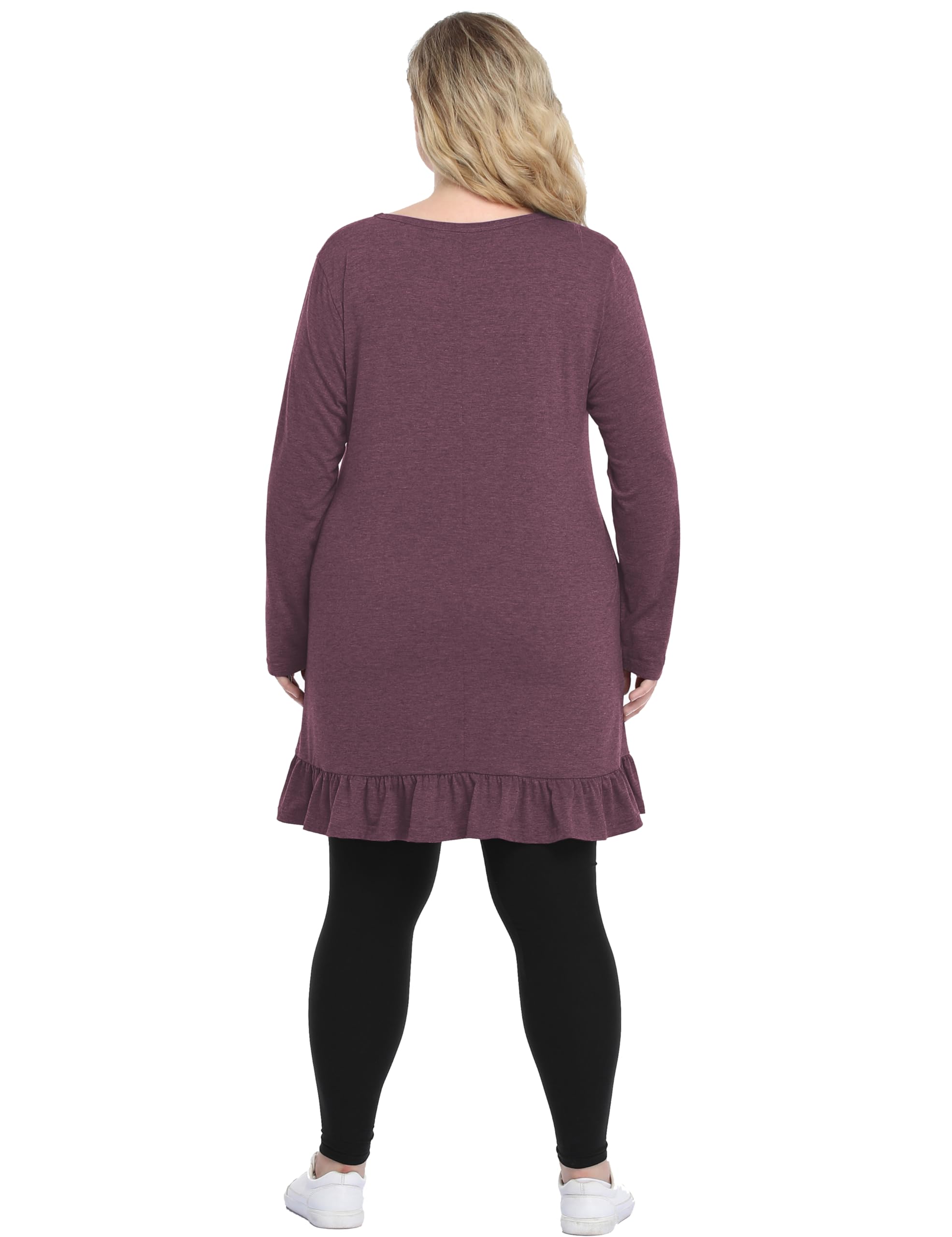 Long Plus Size Tunic Tops for Women Ruffle Hem Shirts for leggings (Red, 4X)