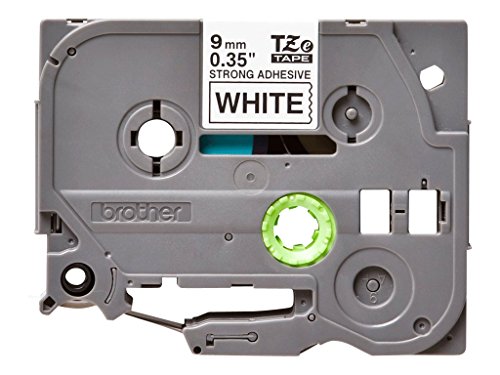 Brother TZe-S221 Labelling Tape Cassette, Black on White, 9mm (W) x 8M (L), Strong Adhesive, Brother Genuine Supplies