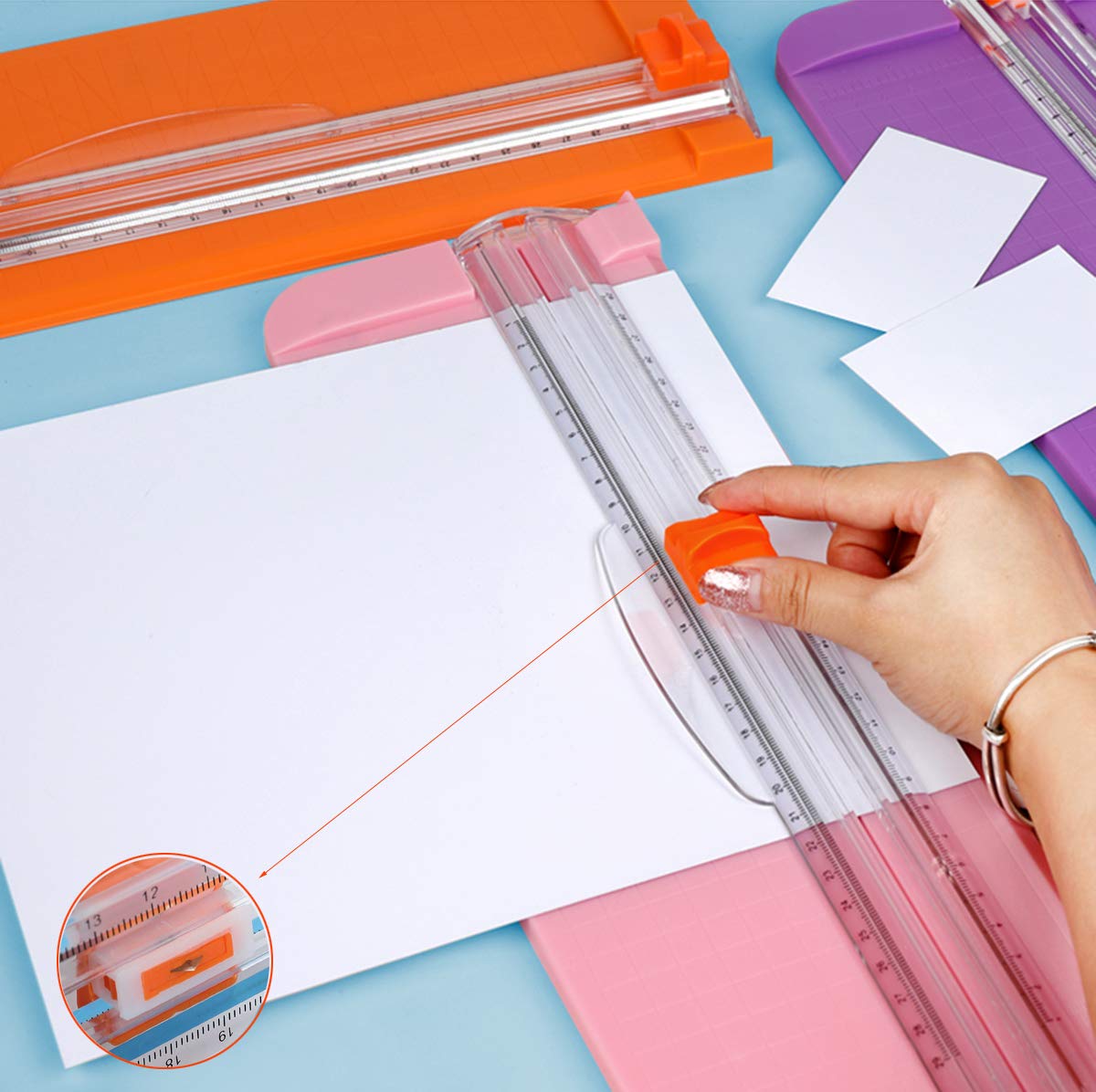 Portable Paper Cutter Guillotine Paper Trimmer Scrapbooking with Security Safeguard for Standard Cutting of A2 A3 A4 A5 Paper, Photos or Labels - Black