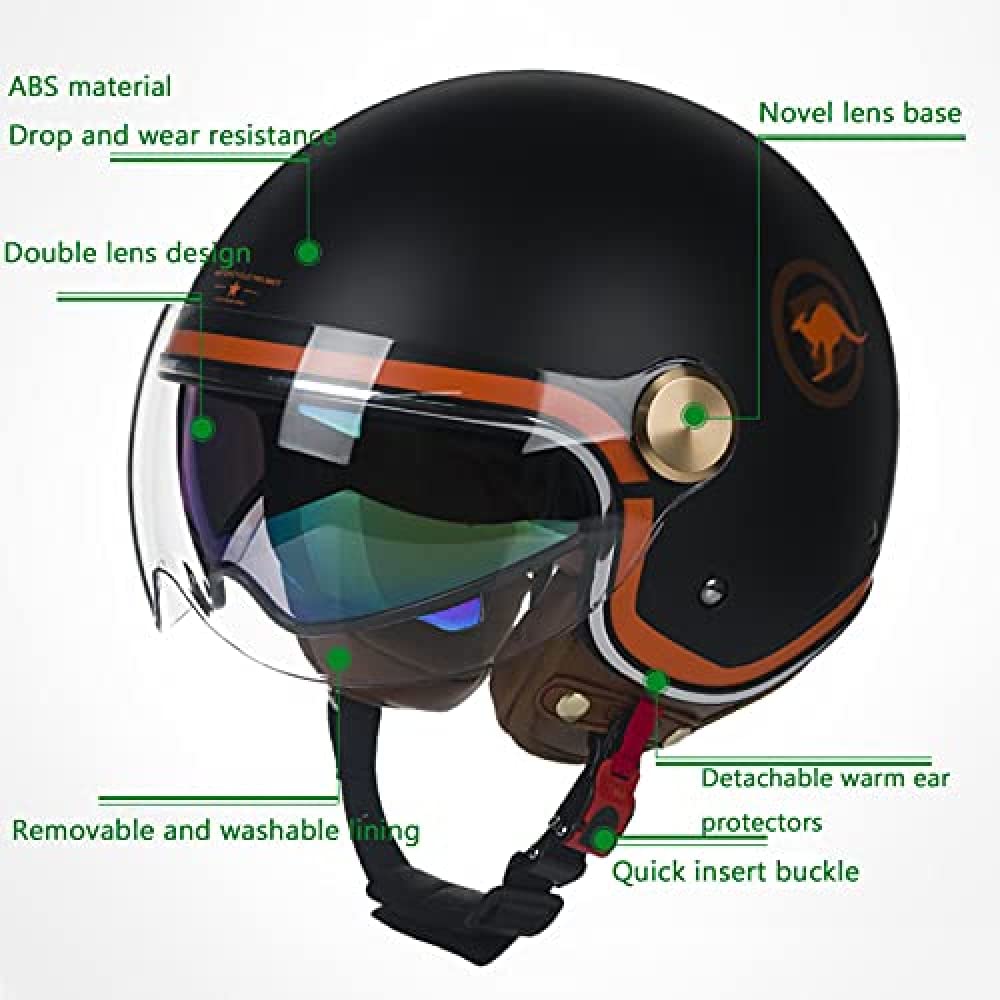 Retro Vespa Motorcycle Helmet ● with Cute Flower Pattern ● 3/4 Open-Face Woman Helmet ● DOT ECE Approved ● Men Street Lightweight Half Helmets ● Moped Cruiser Chopper Scooter Helmet