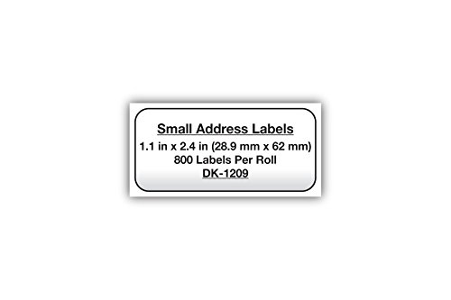 Brother DK-1209 Small Address Labels, White, 2 1/2" x 1 1/2", Roll Of 800
