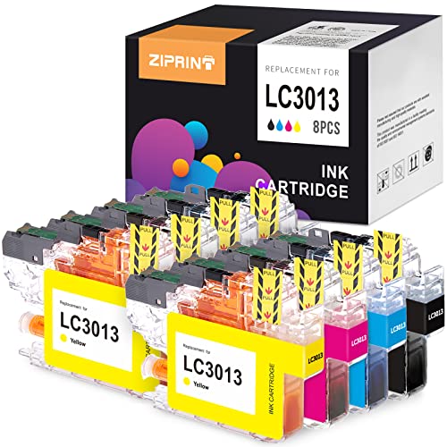 ZIPRINT LC3013 Compatible Ink Cartridge Replacement for Brother LC3013 LC3011 LC-3013 High Yield use with MFC-J497DW MFC-J895DW MFC-J491DW Printer,LC3013 Ink cartridges bk/c/m/y,8-Pack