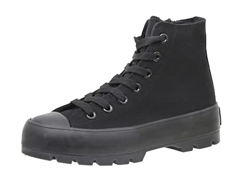 CUSHIONAIRE Women's Vespa high top Canvas Sneaker +Memory Foam and Side Zipper, Black/Black 7.5