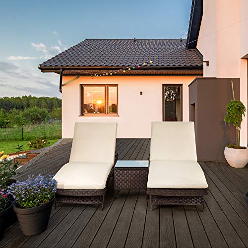 Pamapic Patio Chaise Lounge Set 3 Pieces,Patio Lounge Chair with Adjustable Backrest and Removable Cushion, Outdoor Pool Lounge Chair Set for Patio Poolside Backyard Porch