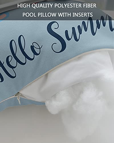 Recliner Head Pillow Ledge Loungers Chair Pillows with Insert Summer Style Gnome with Ice Cream Surfboard Lumbar Pillow with Adjustable Strap Outdoor Waterproof Patio Pillows for Beach Pool, 2 PCS
