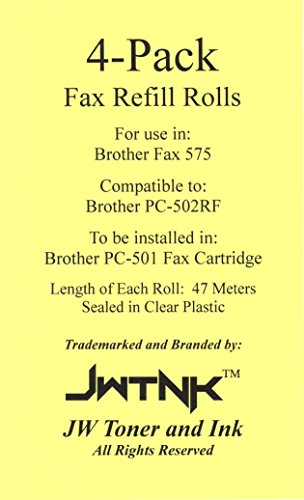 4-pack of PC-502RF Fax Film Ribbon Refill Rolls Compatible with Brother Fax 575