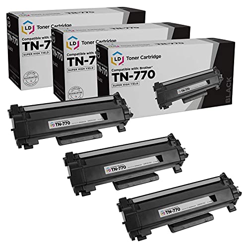 LD Products Compatible Toner Cartridge Replacements for Brother TN770 TN-770 TN760 TN-760 TN730 TN-730 Super High Yield XL (Black, 3pk) TN770 Toner for Brother Printer HL-L2370DW, MFC-L2730DW