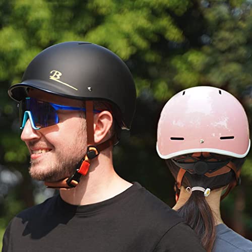 Cute Style Motorcycle Open Face Helmet with Visor, Vespa Youth DOT/ECE Certified Sunscreen Retro Half Helmet Summer Cruiser Jet Pilot Scooter Moped Motor Helmet for Men Women (E,Medium)