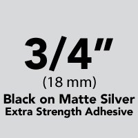 Brother 3/4" (18mm) Black Print on Matte Silver Extra Strength Adhesive P-Touch Tape for Brother PT-P700, PTP700 Label Maker