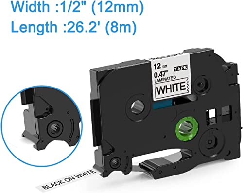6-Pack Compatible with Brother P Touch TZe TZ Label Tape 12mm 0.47 Laminated (White/Clear/Red/Blue/Yellow/Green) for Ptouch PT-D210 PT-H110 PT-D220 PTD400 PTD410 Label Maker, Anycolor