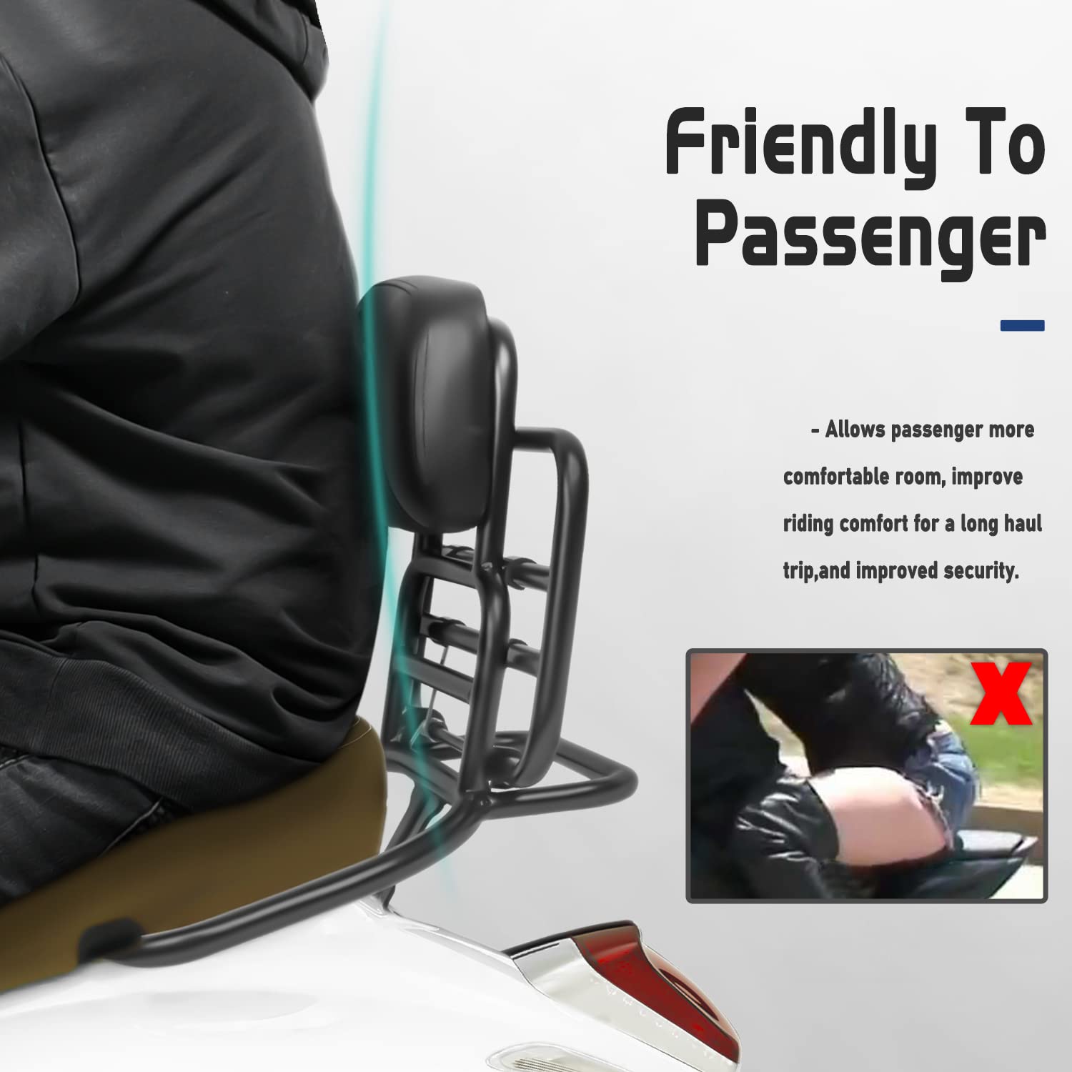 Scooter Rear Luggage Cargo Rack Adapter w/Passenger Backrest Back Rest Cushion Pad Sissybar Sissy Bar for Ve-spa Primavera Sprint Elettrica 150 2014 2015 2016 2017 2018 2019 2020 2021 2022