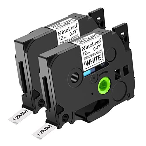 NineLeaf 2 Pack Compatible for Brother P-Touch Label Maker Tape TZe TZ Tape TZe-S231 TZe-231 TZ-231 Laminated 12mm 0.47 Inch Black on White Label Tape for PT-D210 H110 D200 D220 D400 D410 D600 1880
