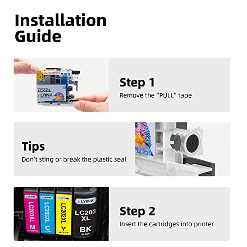FLYINK Ink Cartridges for Brother lc203 lc201 XL Black and Color for MFC-J480DW MFC-J4420DW Printer