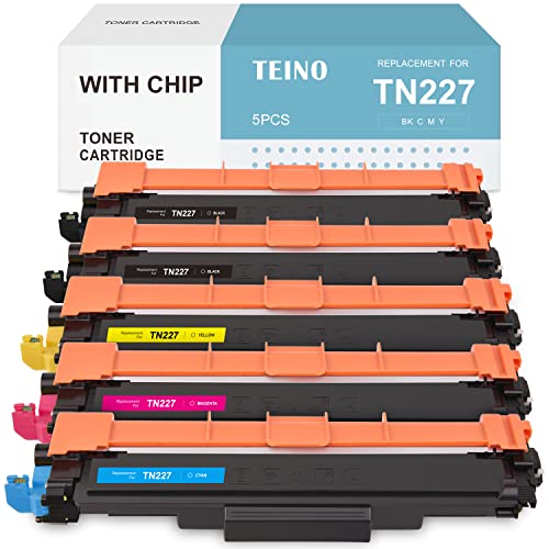 TEINO Compatible Toner Cartridge Replacement for Brother TN227 TN-227 TN223 use with Brother Brother MFC-L3770CDW, MFC-L3710CW, MFC-L3750CDW, HL-L3270CDW, HL-L3290CDW, HL-L3230CDW TN227 (5-Pack)
