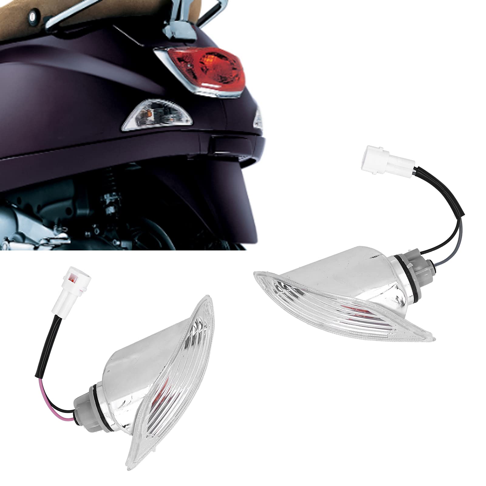 XTevu Motorcycle rear indicators, Rear Indicator Lights, Rear turn signals, Compatible with Vespa LX 50/125/150 2-Takt and 4-Takt LXV (All Years)