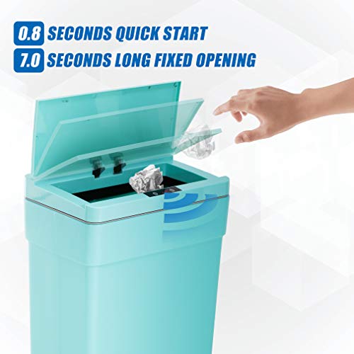 13 Gallon Trash Can Plastic Kitchen Trash Can Automatic Touch Free High-Capacity Garbage Can with Lid for Bedroom Bathroom Home Office 50 Liter Blue