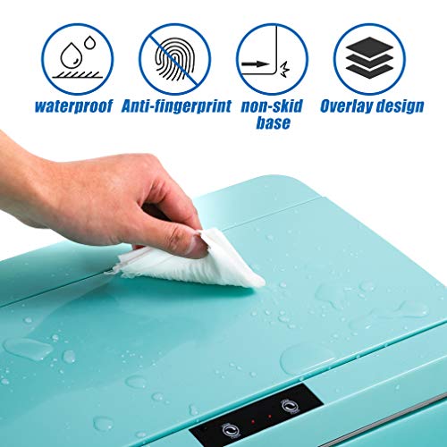 13 Gallon Trash Can Plastic Kitchen Trash Can Automatic Touch Free High-Capacity Garbage Can with Lid for Bedroom Bathroom Home Office 50 Liter Blue