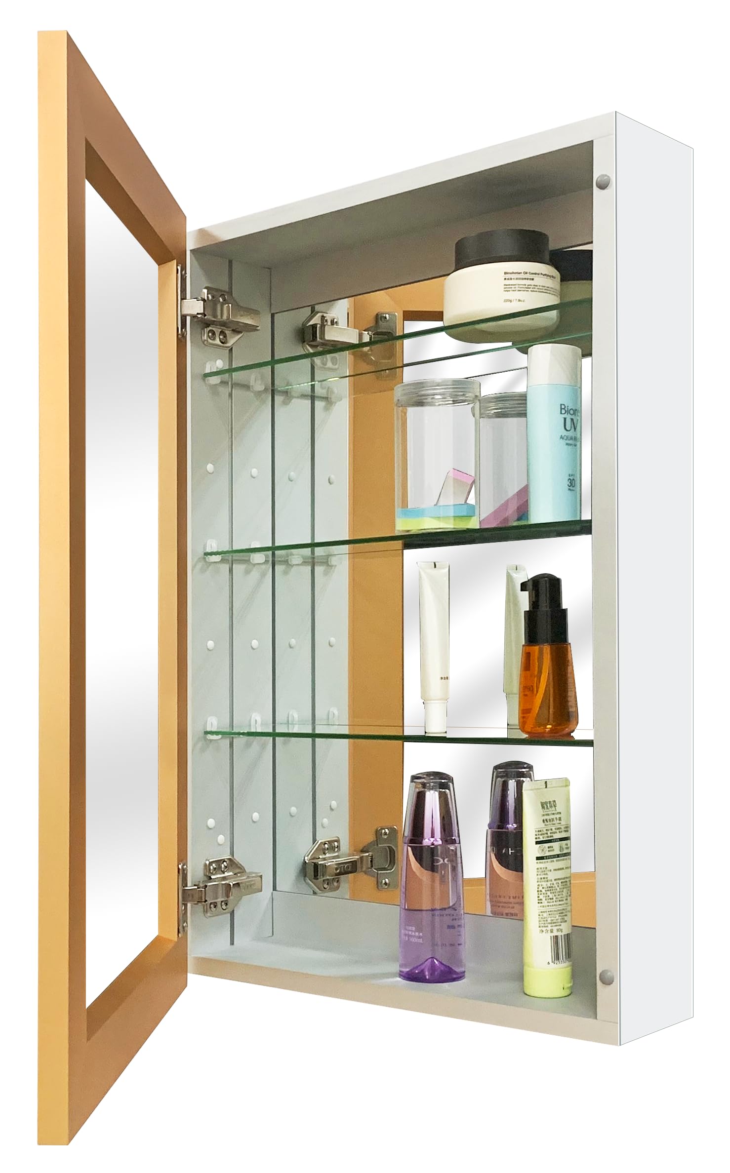 FOMAYKO 22x30 Inch Medicine Cabinet with Mirror - Recessed or Surface Mount Aluminum Bathroom Storage Cabinet, Adjustable Shelves for Toilet, Bathroom, Kitchen