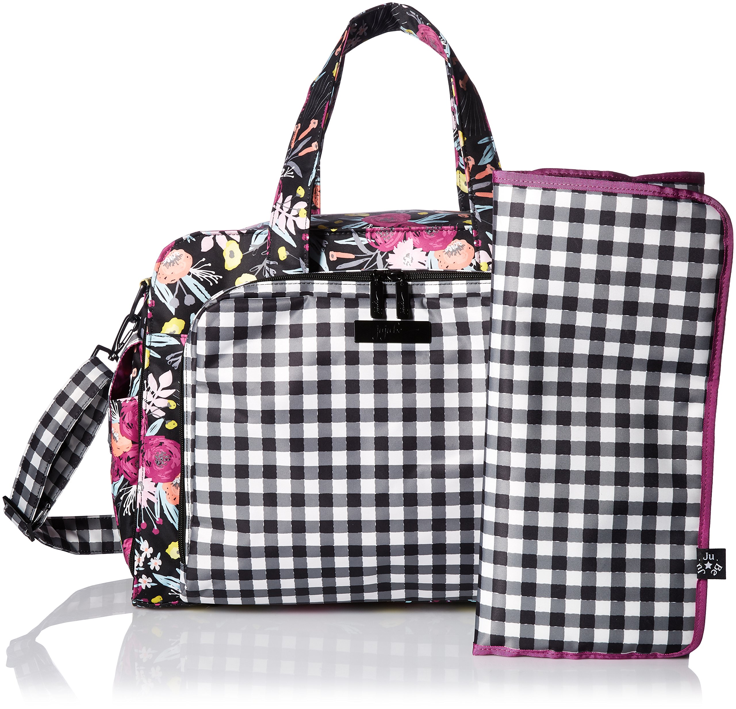 JuJuBe Be Prepared Travel Carry-on/Diaper Bag, Onyx Collection - Gingham Bloom