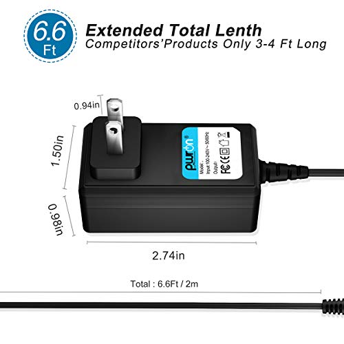 PwrON 6.6 FT Long 9V AC to DC Power Adapter Charger for Brother P-Touch PT-1900 PT-1910 PT-1950 PT-1960 PT-2030 PT-2100 PT-2110 Labeler Printer