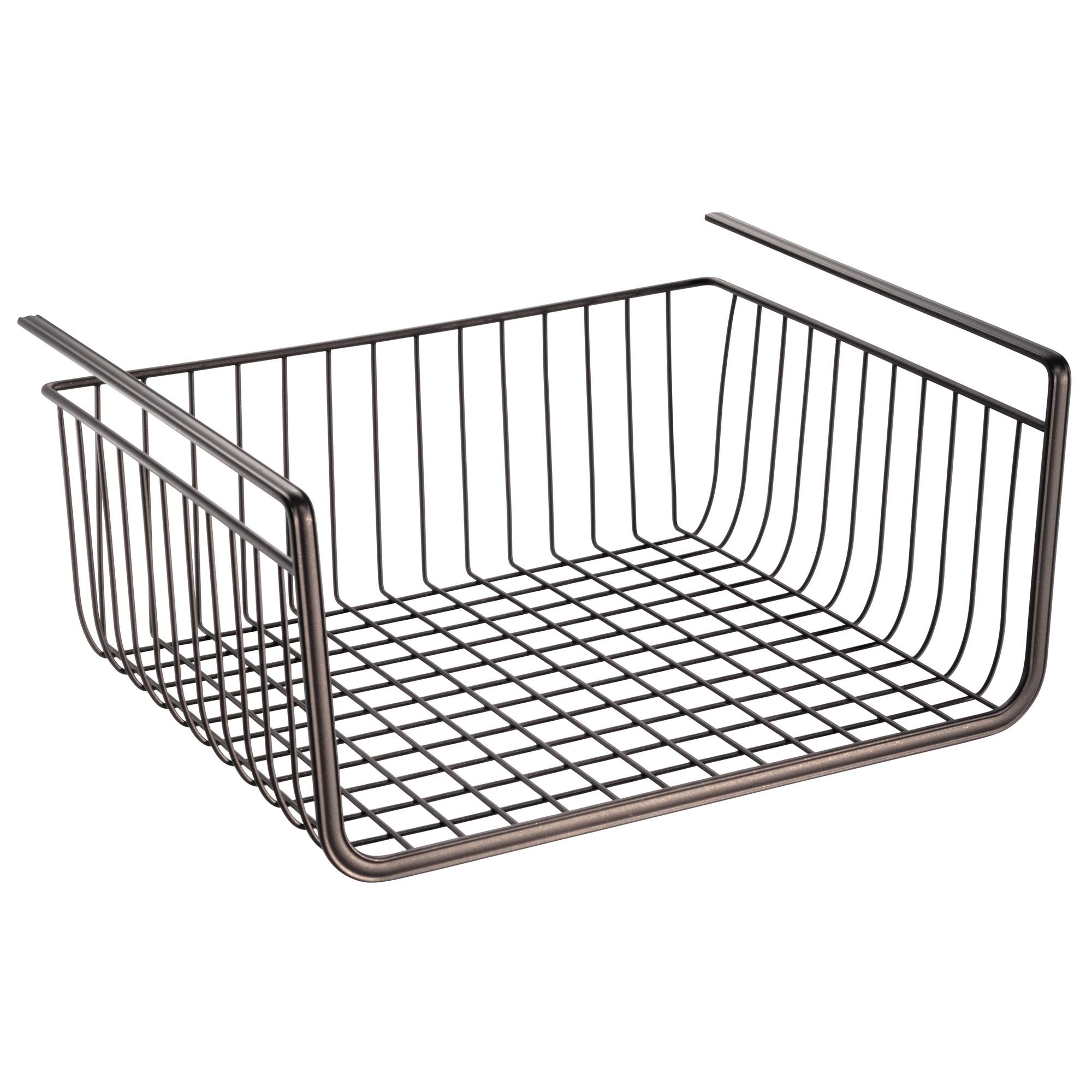 iDesign York Metal Under Shelf Storage Basket Storage Organizer for Kitchen, Bathroom, Office, Bronze
