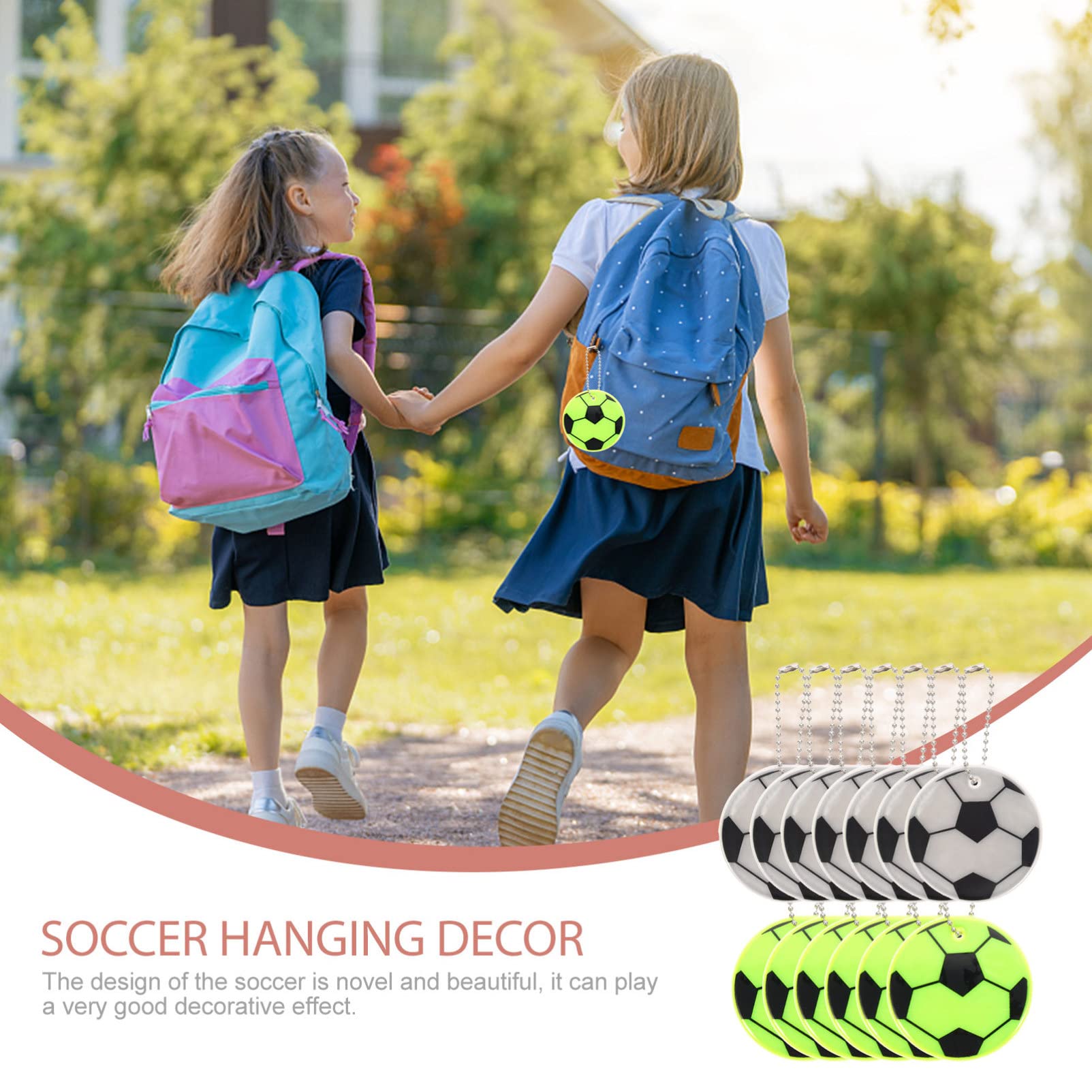 Kisangel 12pcs Reflector Pendant Child Safety Reflector Backpack Pendant Schoolbag Keychain Backpack Reflectors Soccer Hanging Decor School Bag Hanging Ornament