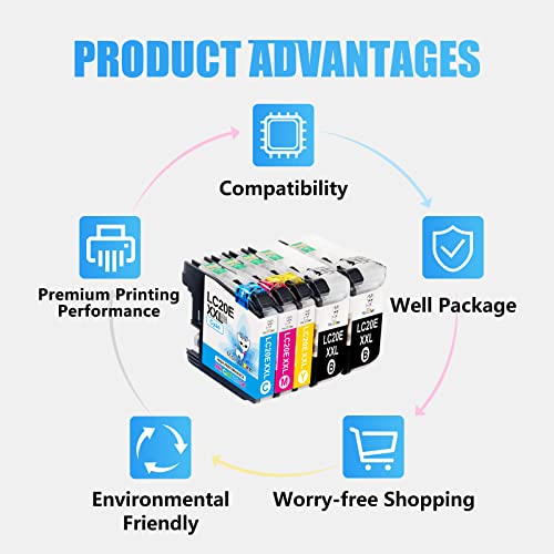 Miss Deer LC20E Super High Yield Compatible Ink Cartridge Replacement for Brother LC20E LC-20E XXL, use with Brother MFC-J985DW J5920DW J775DW J985DWXL Printer (2BK, C, M, Y) 5-Pack