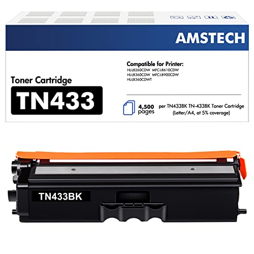 TN433BK Toner Cartridge 1 Pack Black High Yield Compatible Replacement for Brother TN433 TN-433 TN 433 for Brother MFC-L8900Cdw HL-L8360Cdw HL-L8260Cdw HL-L8360Cdwt 8900Cdw 8360Cdw Printer
