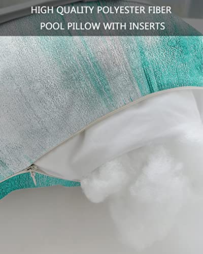 Recliner Head Pillow Ledge Loungers Chair Pillows with Insert Aqua Green Abstract Lines Geometric Art Modern Lumbar Pillow with Adjustable Strap Outdoor Waterproof Patio Pillows for Beach Pool, 2 PCS