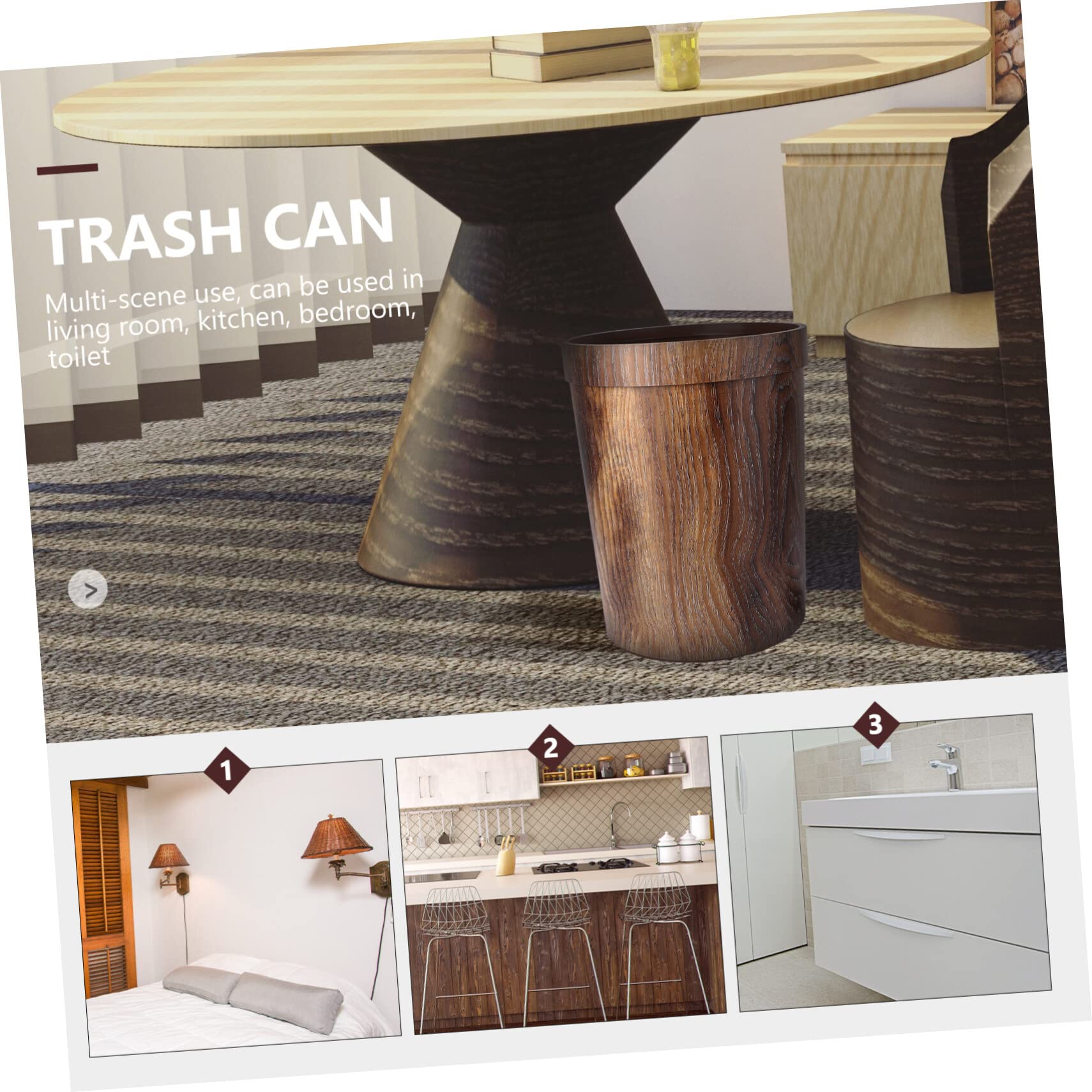 LIFKOME Retro Trash Can Farmhouse Trash Can 13 Gallon Trash Can Rubbish Bin Decorative Storage Baskets Wicker Trash Basket Metal Storage Baskets Trash Can Garbage Bin Trash Can Container