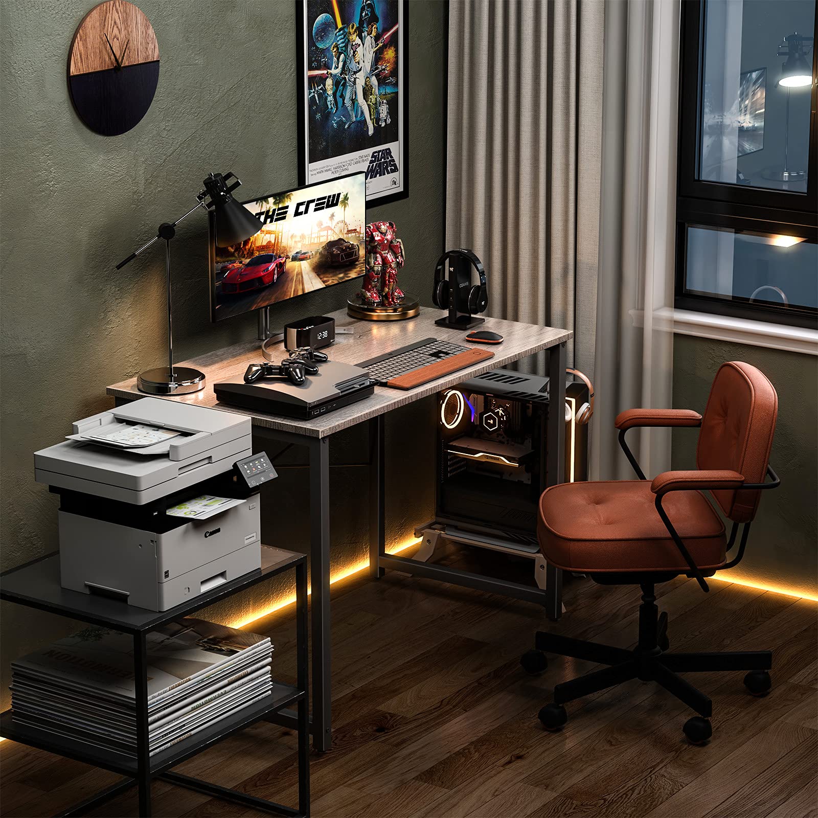 Coleshome 31 Inch Computer Desk, Modern Simple Style Desk for Home Office, Study Student Writing Desk,Grey Oak