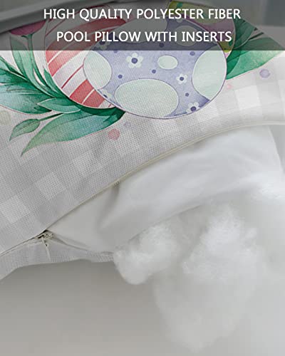 Recliner Head Pillow Ledge Loungers Chair Pillows with Insert Welcome Spring Egg Flower Watercolor Painting Lumbar Pillow with Adjustable Strap Outdoor Waterproof Patio Pillows for Beach Pool, 2 PCS