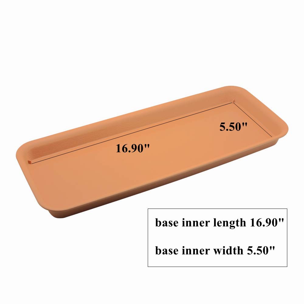 BangQiao 18 Inch Plastic Rectangular Planter Pot Saucer Tray for Indoor and Outdoor Plants, Pack of 3, Terracotta