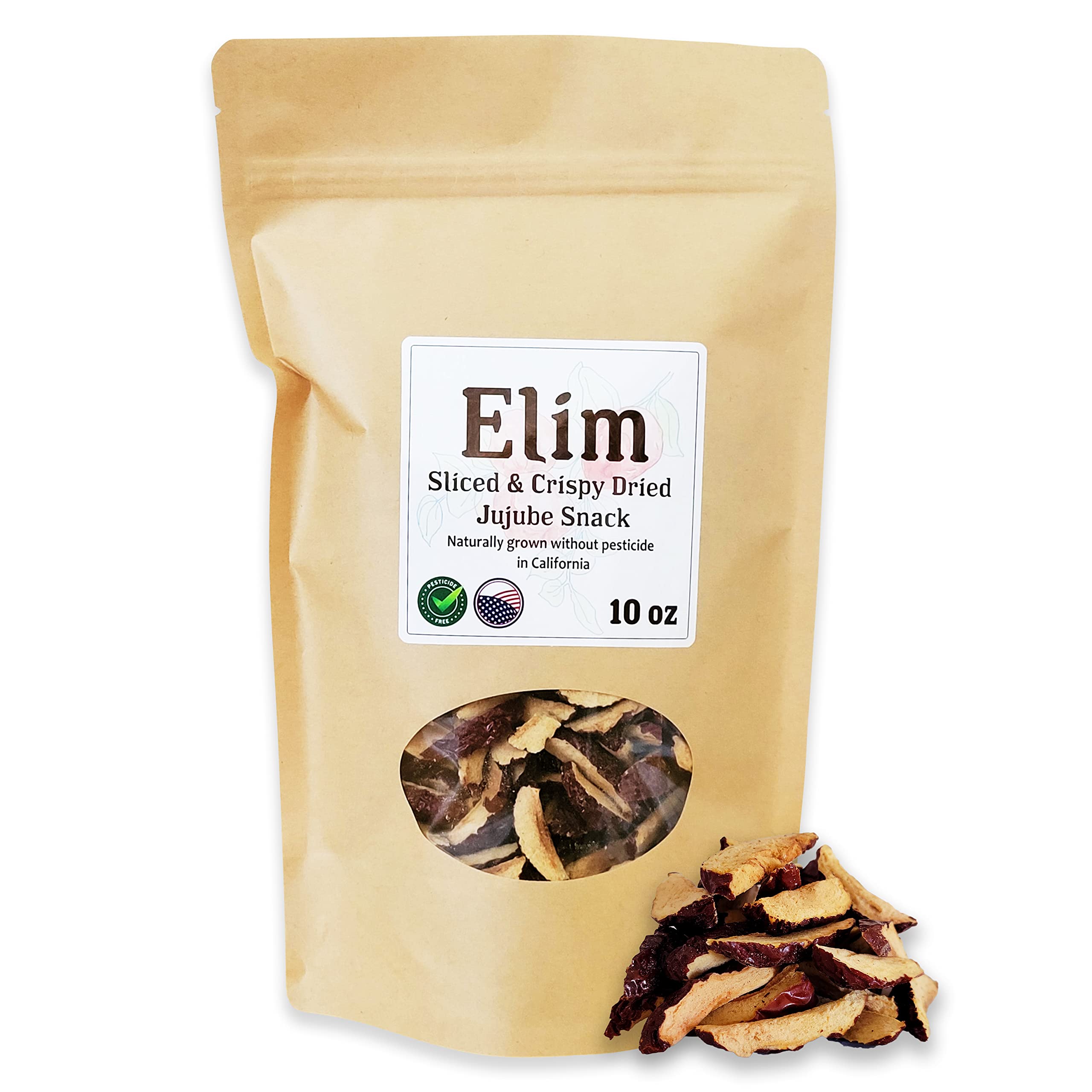 Sliced & Crispy Jujube Date Dried Fruit Snack - Grown 100% Naturally in California (10 Oz) - Nothing Added Just Jujube