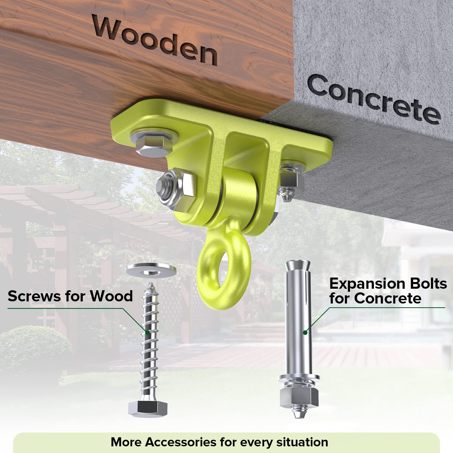 Heavy Duty Swing Hangers - 5000 lbs Capacity, Swing Set Brackets Silent Rotation, Easy Installation for Swings, Yoga Straps, Punching Bags, Hammocks & More - Indoor/Outdoor Use - 4 Pack