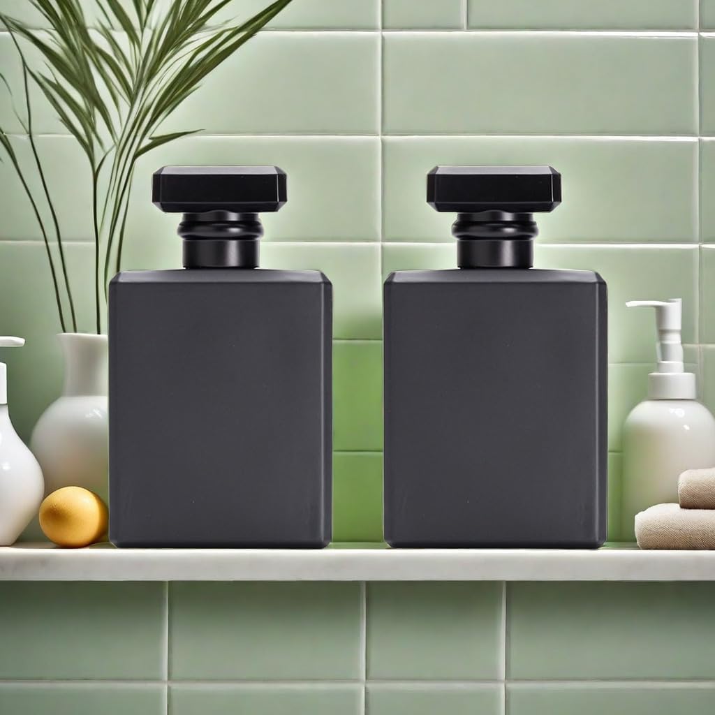 YORROR 2 Pack Black Glass Perfume Atomizer,100ml Empty Refillable Perfume Spray Bottle for Men and Women,Portable Fragrance Fine Mist Spray Bottle Perfume Dispenser for Travel