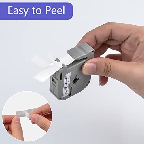NineLeaf Compatible for Brother P Touch M Tape M-K231 M-K231S MK231 M231 12mm 0.47'' White Label Tape Work with Ptouch PT-M95 PT-90 PT-70 PT-70SR PT-65 PT-85 PT-45 Label Maker Refills