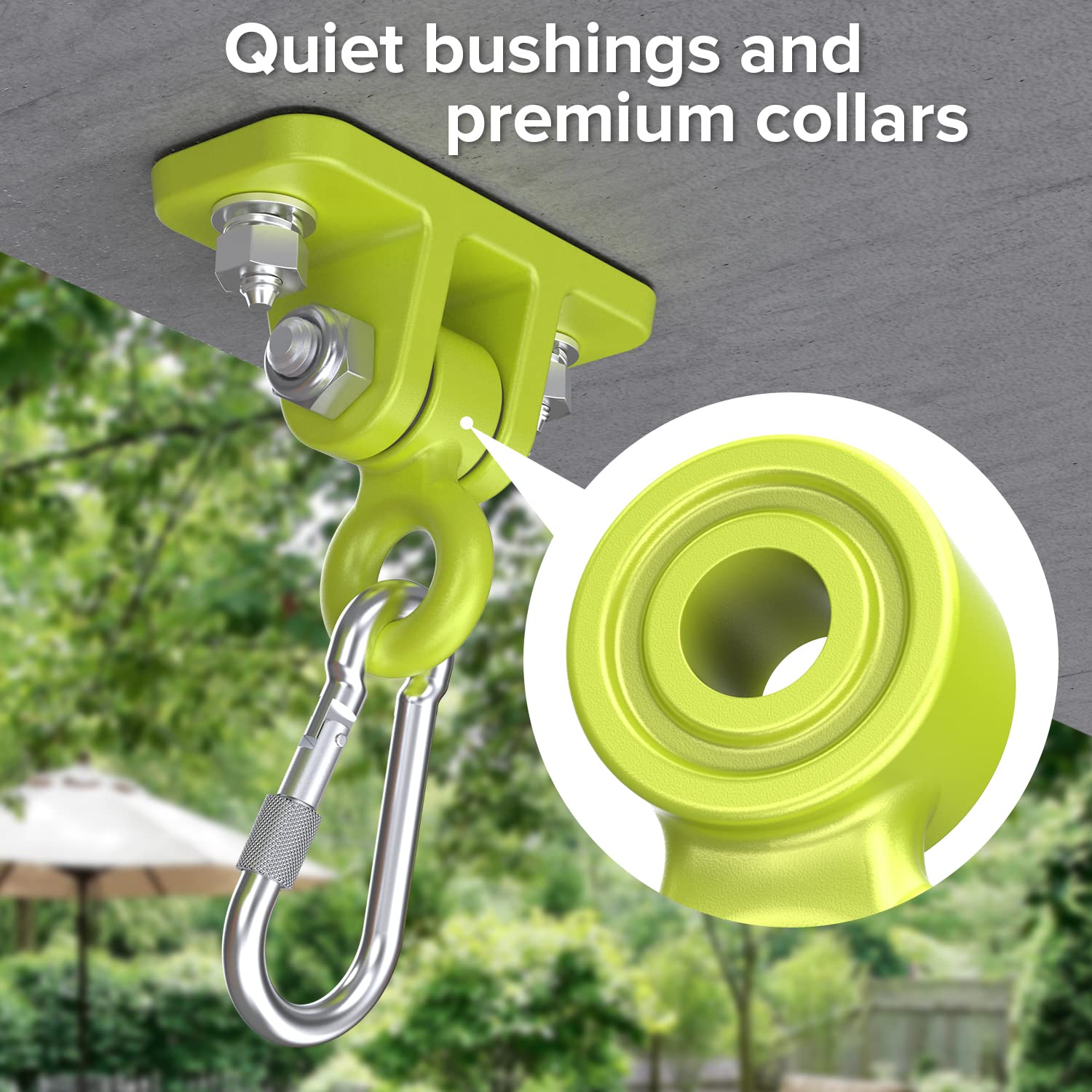 Heavy Duty Swing Hangers - 5000 lbs Capacity, Swing Set Brackets Silent Rotation, Easy Installation for Swings, Yoga Straps, Punching Bags, Hammocks & More - Indoor/Outdoor Use - 4 Pack