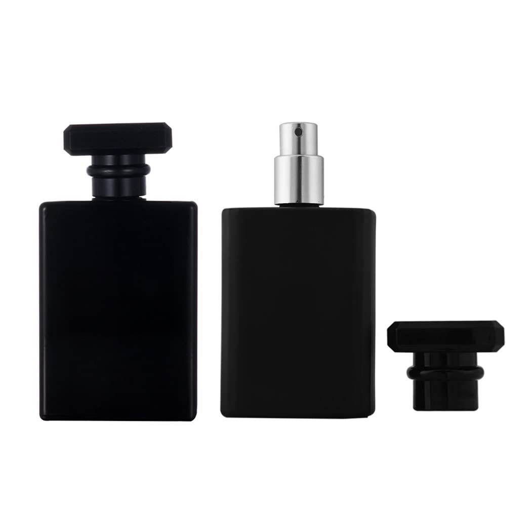 YORROR 2 Pack Black Glass Perfume Atomizer,100ml Empty Refillable Perfume Spray Bottle for Men and Women,Portable Fragrance Fine Mist Spray Bottle Perfume Dispenser for Travel