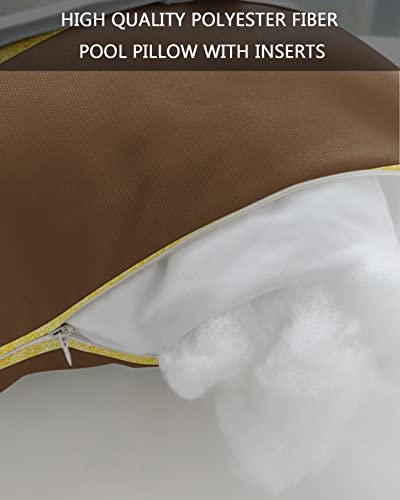 Prime Leader Recliner Head Pillow Ledge Loungers Chair Pillows with Insert Geometric Modern Art Yellow Stripes White Brown Lumbar Pillow with Adjustable Strap Outdoor Waterproof Patio Pillows, 2 PCS