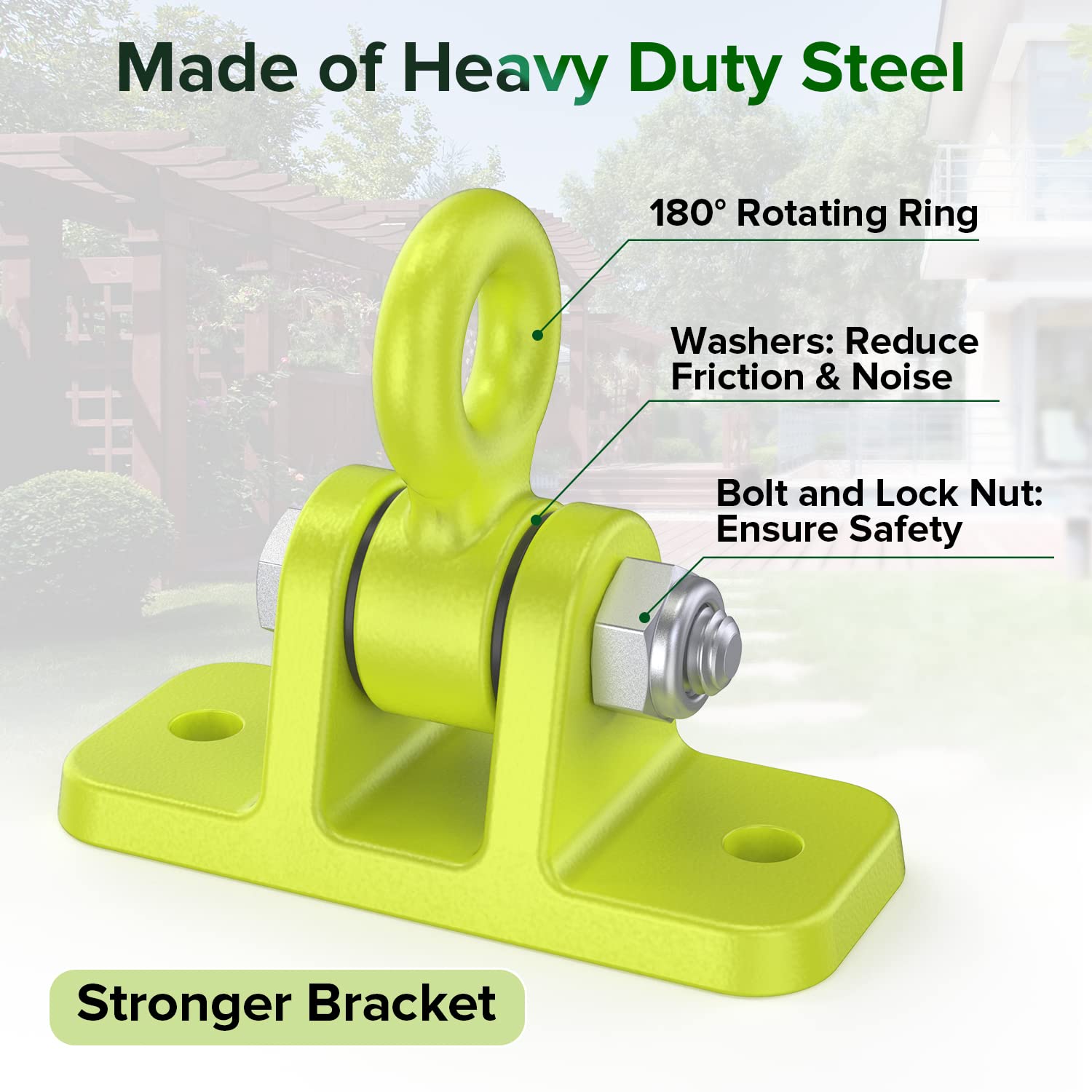 Heavy Duty Swing Hangers - 5000 lbs Capacity, Swing Set Brackets Silent Rotation, Easy Installation for Swings, Yoga Straps, Punching Bags, Hammocks & More - Indoor/Outdoor Use - 4 Pack