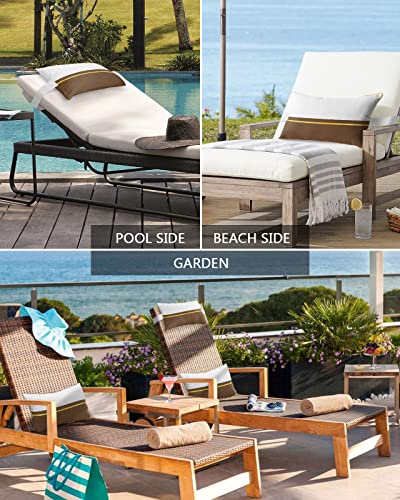 Prime Leader Recliner Head Pillow Ledge Loungers Chair Pillows with Insert Geometric Modern Art Yellow Stripes White Brown Lumbar Pillow with Adjustable Strap Outdoor Waterproof Patio Pillows, 2 PCS
