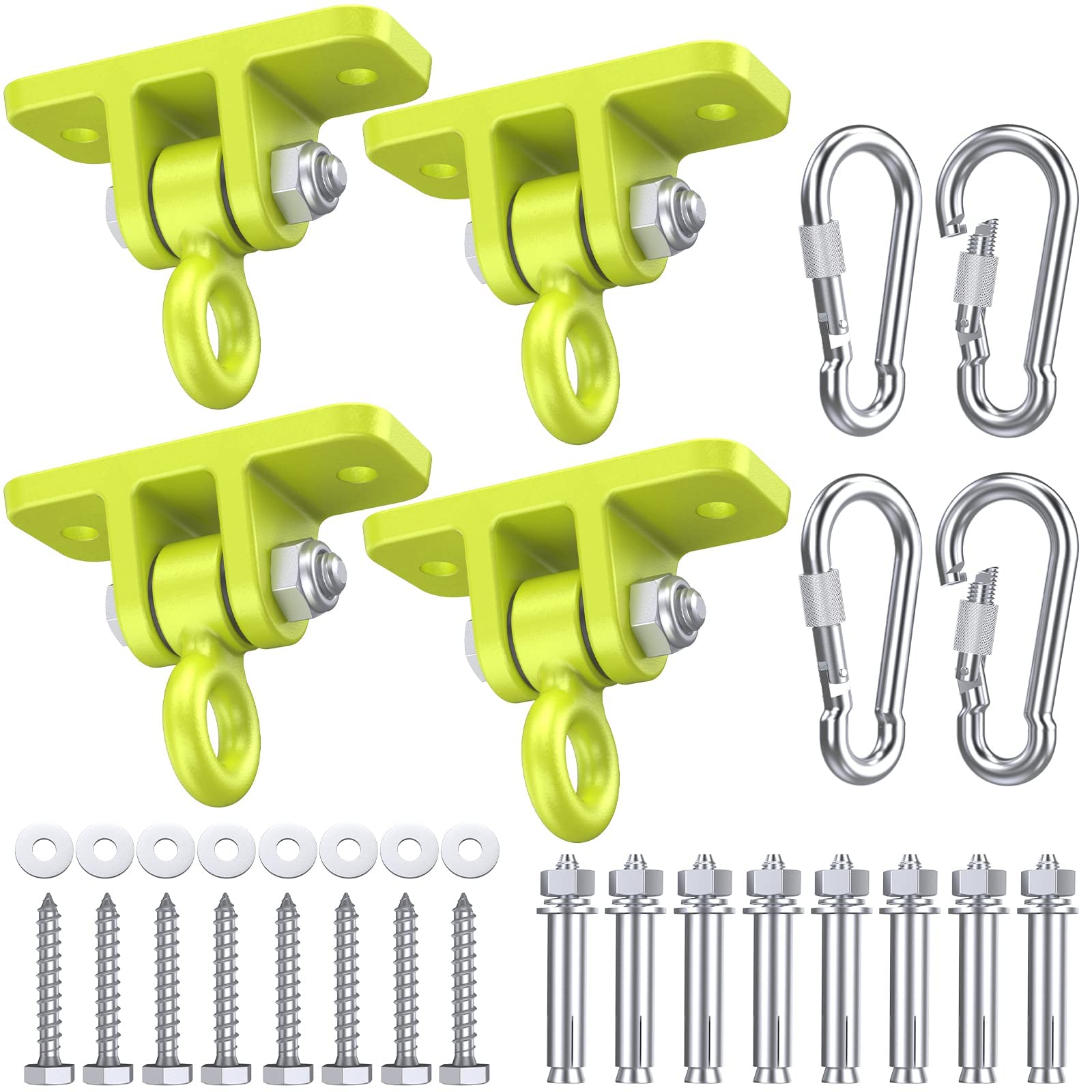Heavy Duty Swing Hangers - 5000 lbs Capacity, Swing Set Brackets Silent Rotation, Easy Installation for Swings, Yoga Straps, Punching Bags, Hammocks & More - Indoor/Outdoor Use - 4 Pack