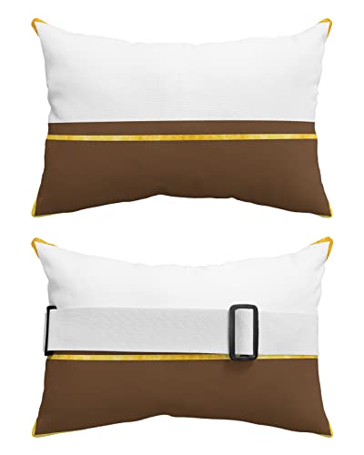 Prime Leader Recliner Head Pillow Ledge Loungers Chair Pillows with Insert Geometric Modern Art Yellow Stripes White Brown Lumbar Pillow with Adjustable Strap Outdoor Waterproof Patio Pillows, 2 PCS