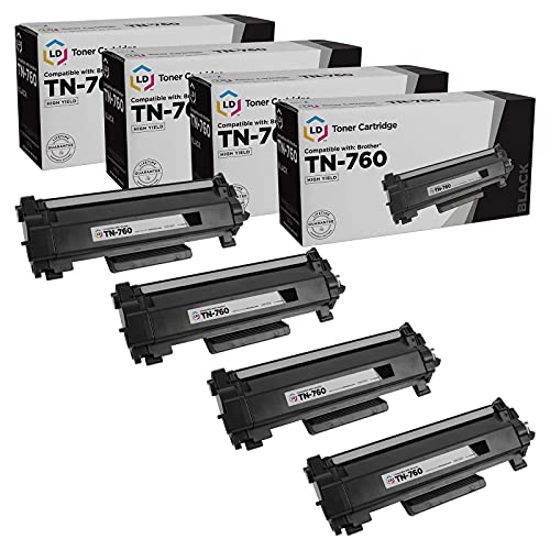LD Products Compatible Toner Cartridge Replacement for Brother TN760 TN-760 TN 760 TN730 TN-730 (Black, 4pk) TN760 toner for brother printer DCP-L2550DW, HL-L2325DW, HL-L2370DW, HL-L2390DW, HL-L2395DW