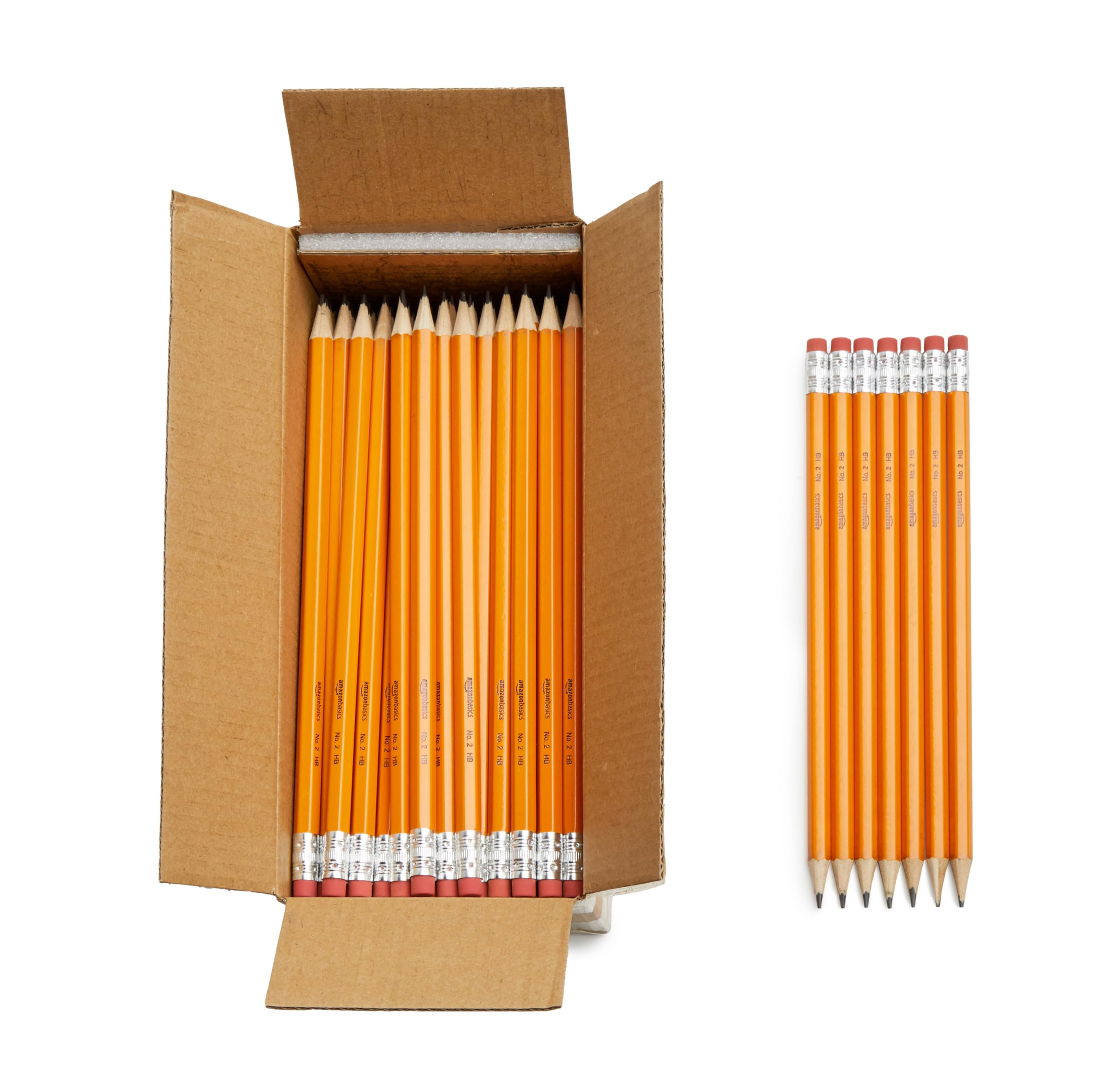 Amazon Basics Woodcased #2 Pencils, Pre-sharpened, HB Lead - Box of 150, Bulk Box
