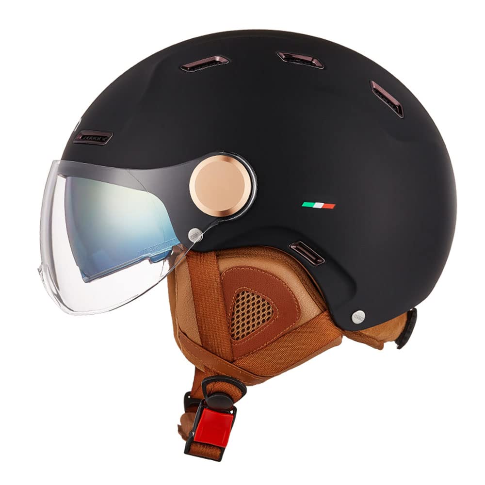 Retro Open-Face-Helmet · 3/4 Motorcycle Helmet with Visor · Adults Vintage Motorcycle Half-Face Helmets for Vespa Jet Pilot Motor-Bike Scooter Chopper Cruiser Bobber · DOT Approved (Small,A)