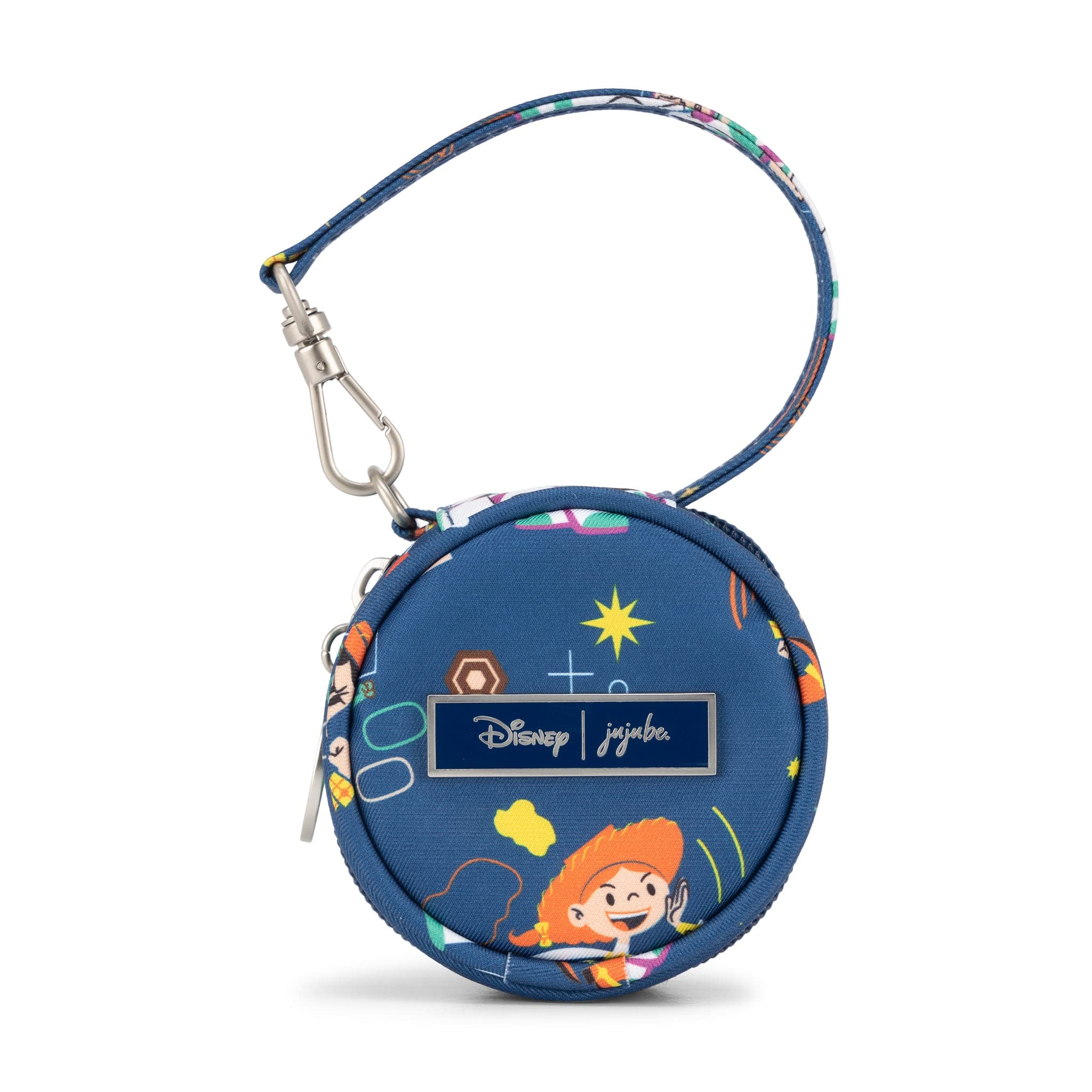 JuJuBe Disney and Pixar's Toy Story Pacifier Holder, Storage Bag with 2 Compartments, Zipper Closure, Shoulder Strap, Multi-colored, Recycled Polyester, Travel Case for Pacifiers