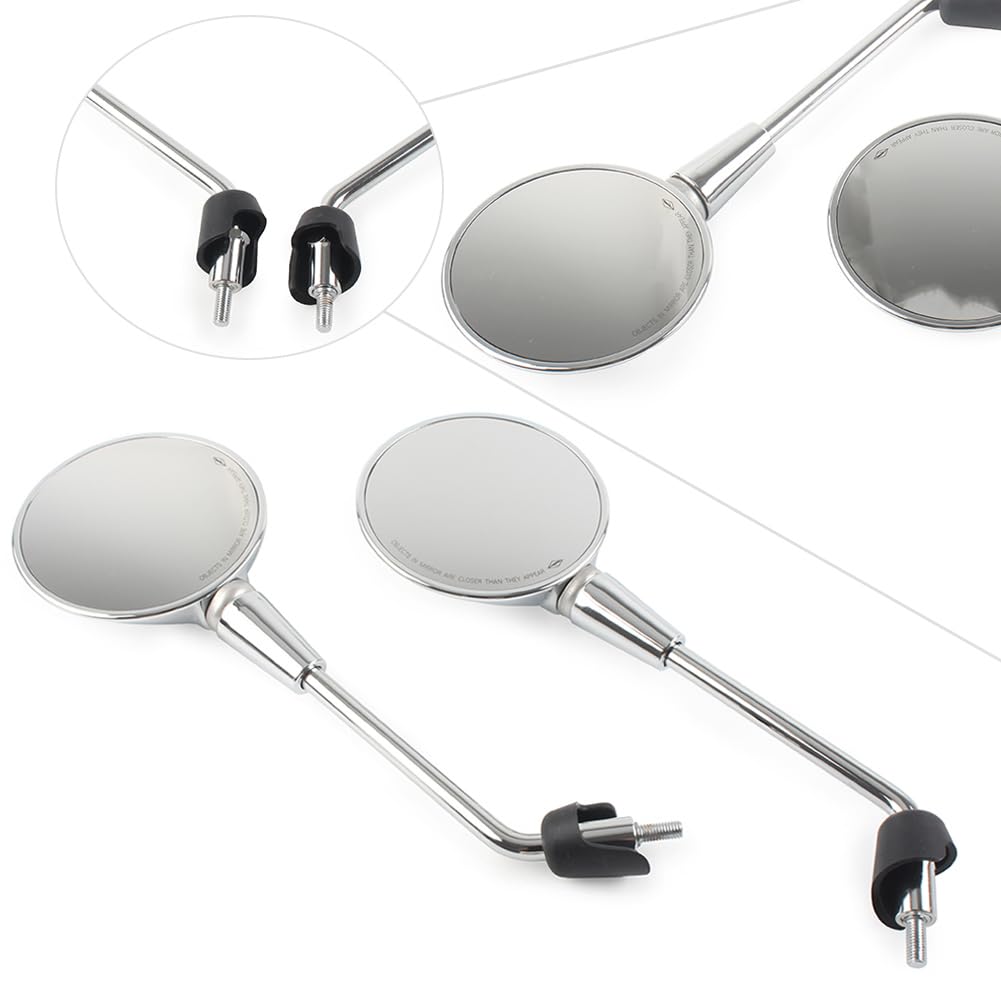 Newsmarts Motorcycle Rearview Side Mirrors, Rear View Mirror For Handlebars Replacement For Vespa Sprint, GTS300ie, Primavera, Elettrica 30/45MPH, For Piaggio, CM262001, CM262002, Chrome