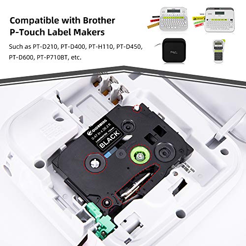 Black Label Tape TZe-335 Replacement for Brother TZe Tz Tape 12mm 0.47 Laminated White on Black TZ335,Work with Brother P Touch PT-D210 D220 H110 D600 Label Maker,4-Pack